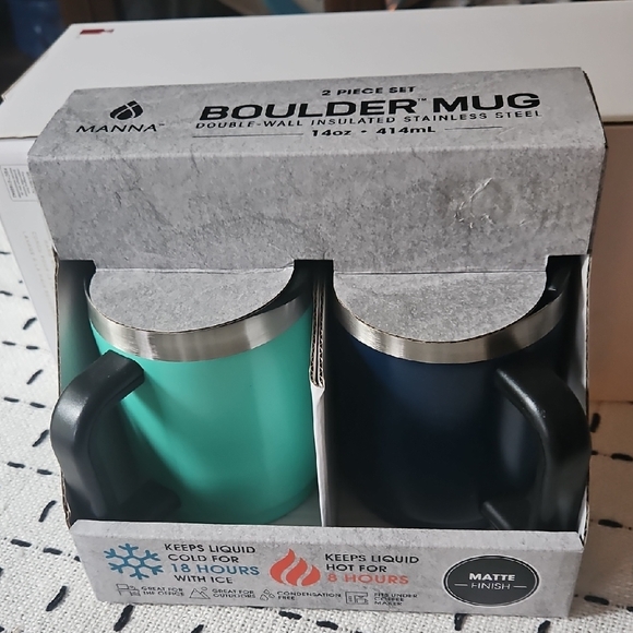 Manna | Dining | Manna Boulder 4 Oz 2mug Set Matte Teal And Navy | Poshmark